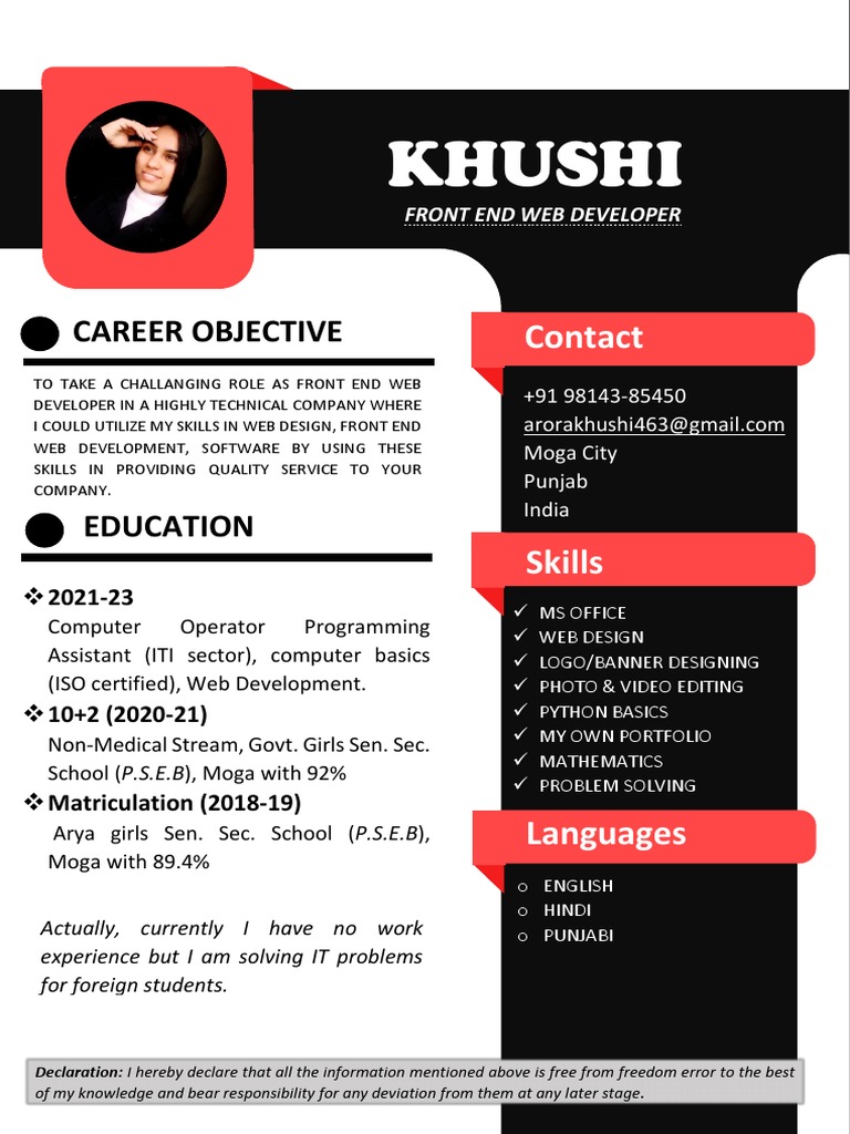 Khushi's CV | PDF