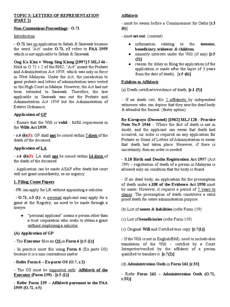 Topic 3: Letters of Representation (Part 2) | PDF | Will And Testament ...