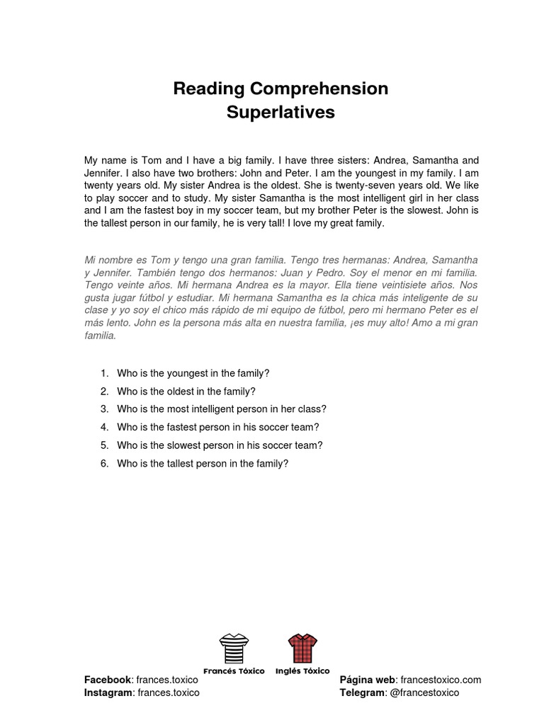 Reading Comprehension Superlatives | PDF