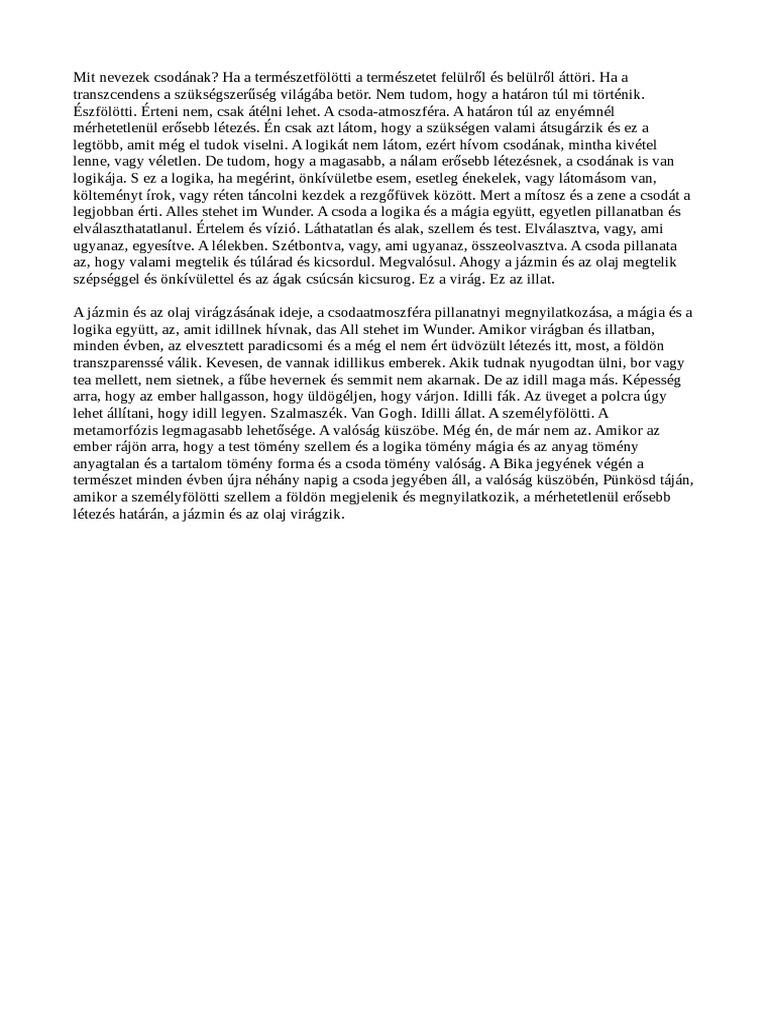 Hamvas Béla: Jázmin És Olaj | PDF