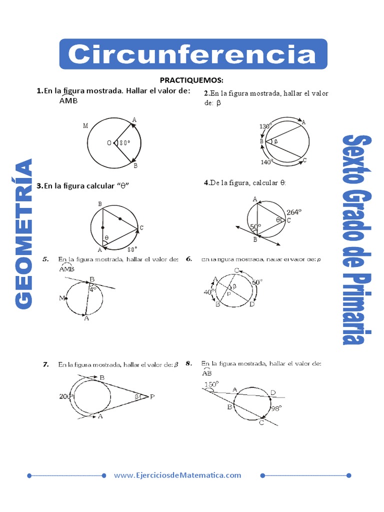 Ejercicios de Circunferencia para Sexto de Primaria | PDF