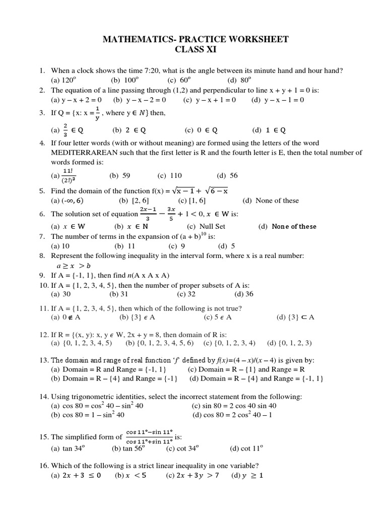 Maths - Practice Worksheet 2 | PDF