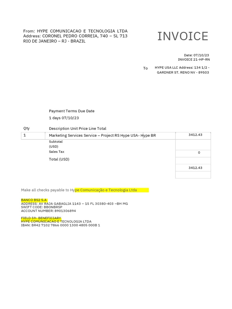 Invoice Hype Hype 21 PDF | PDF