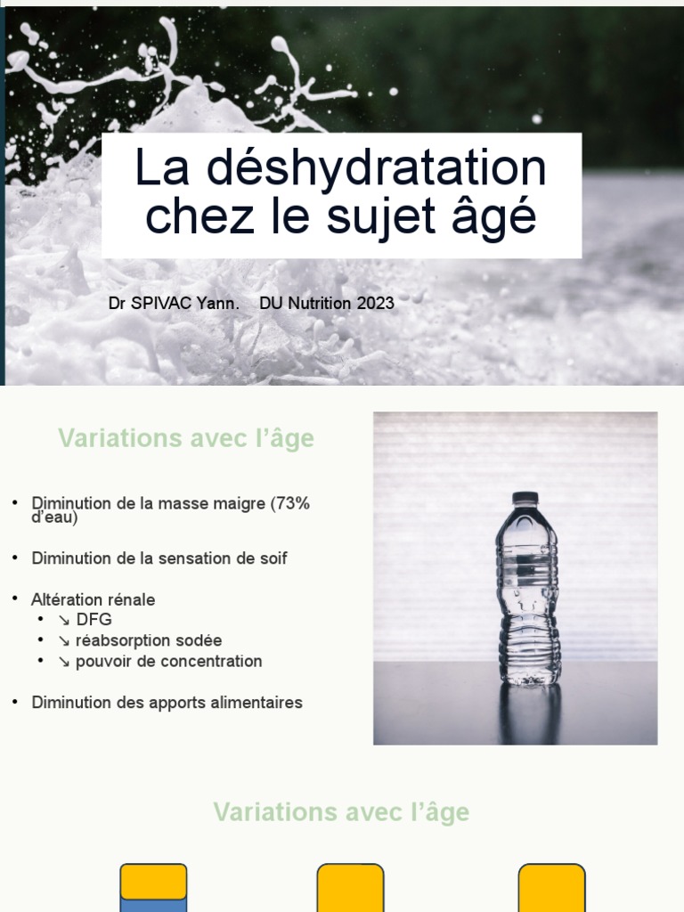 Déshydratation chez les Seniors : Causes et Conséquences | PDF