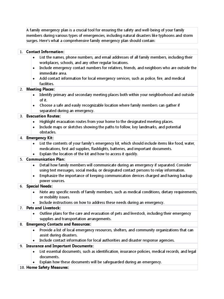 Family Emergency Plan | PDF | Emergency Management | Emergency