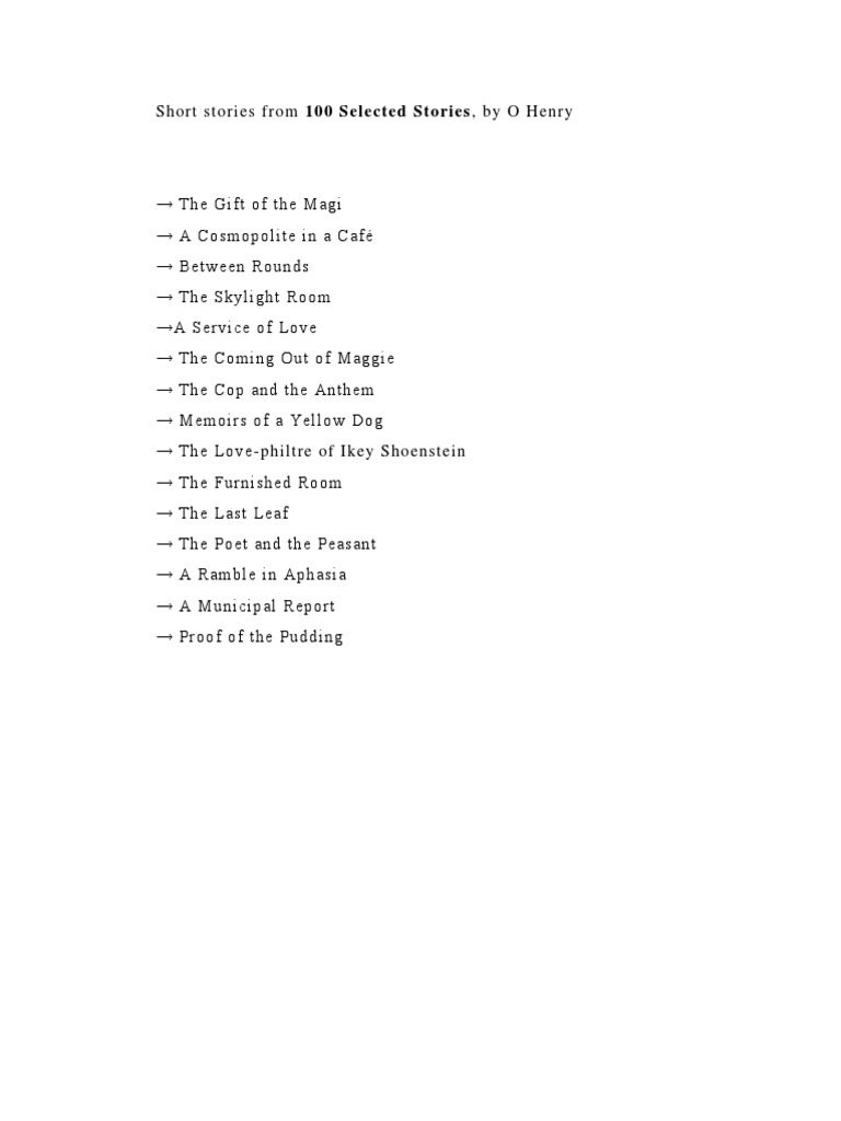 Short Stories From 100 Selected Stories | PDF