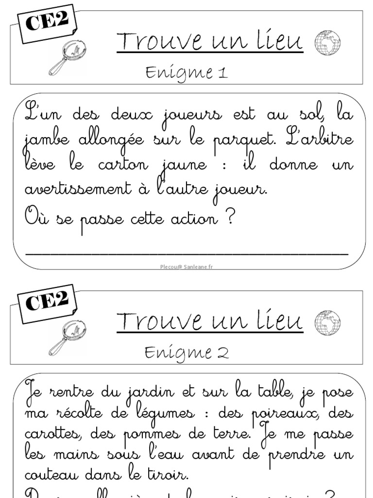 Énigmes Rituels CE2 | PDF