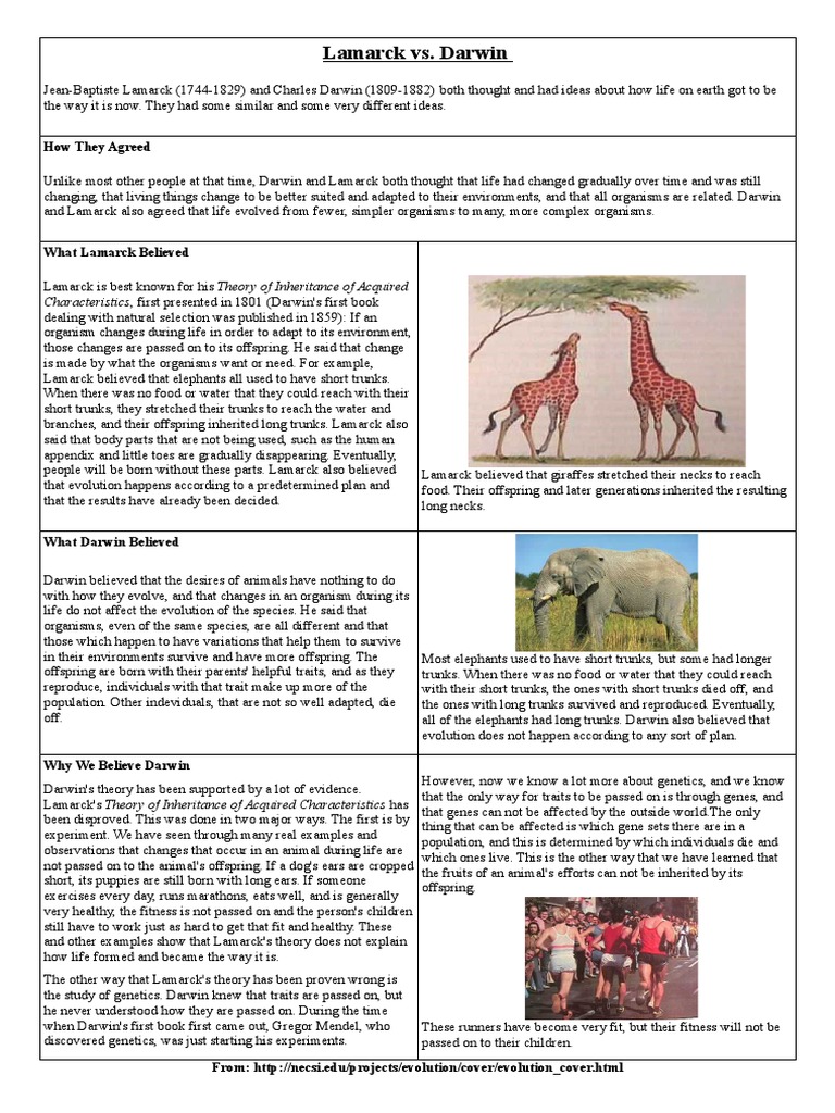 Lamarck Vs Darwin | PDF | Science & Mathematics