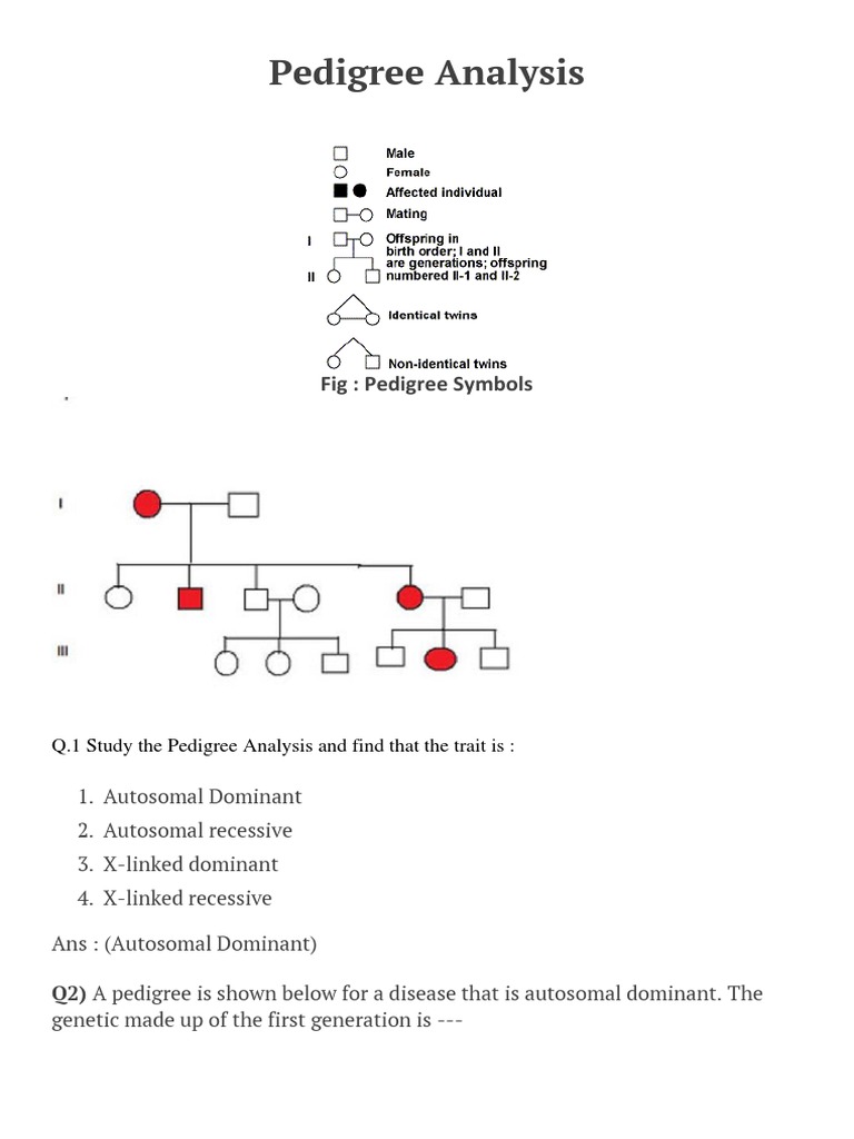 Pedigree Analysis of Genetic Traits | PDF | Science & Mathematics