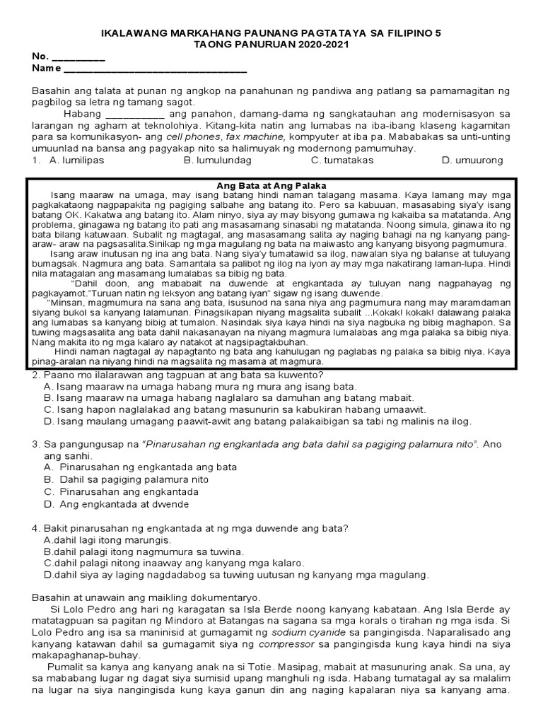 Answer Sheet Pretest | PDF