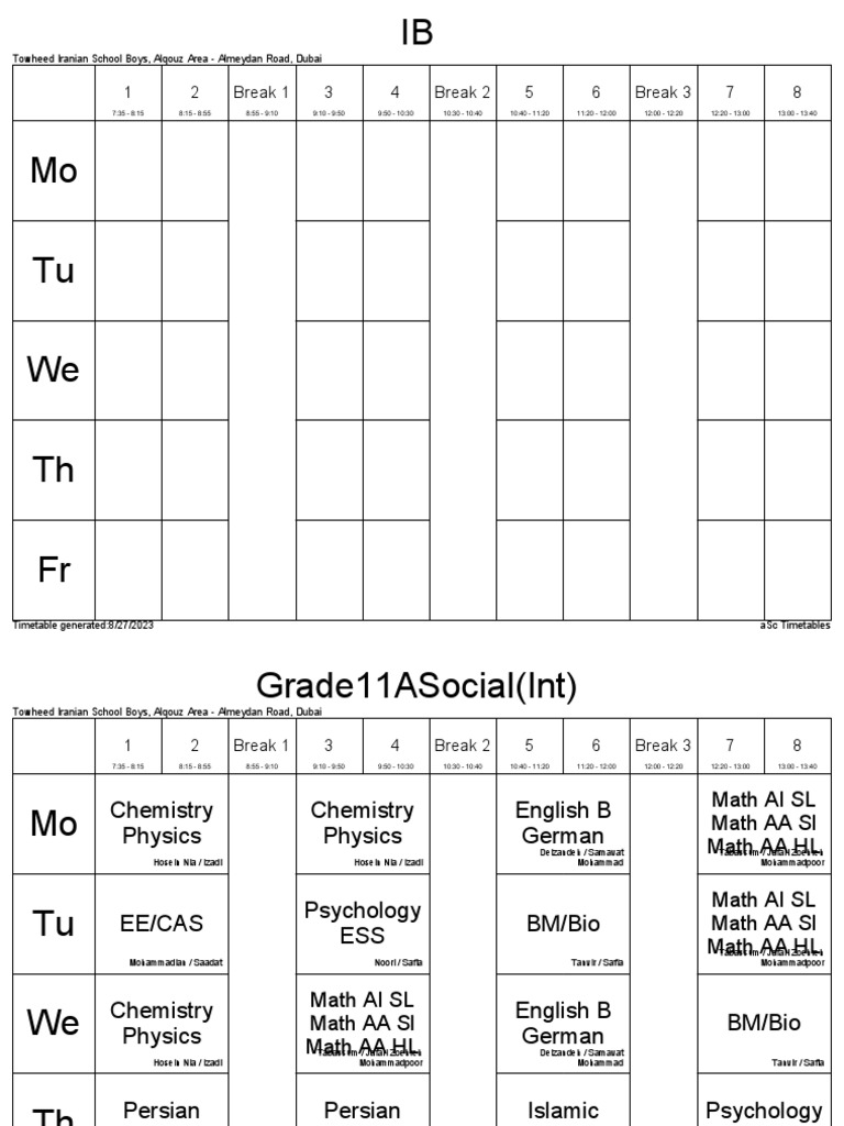 1 2 Break 1 3 4 Break 2 5 6 Break 3 7 8: Towheed Iranian School Boys ...