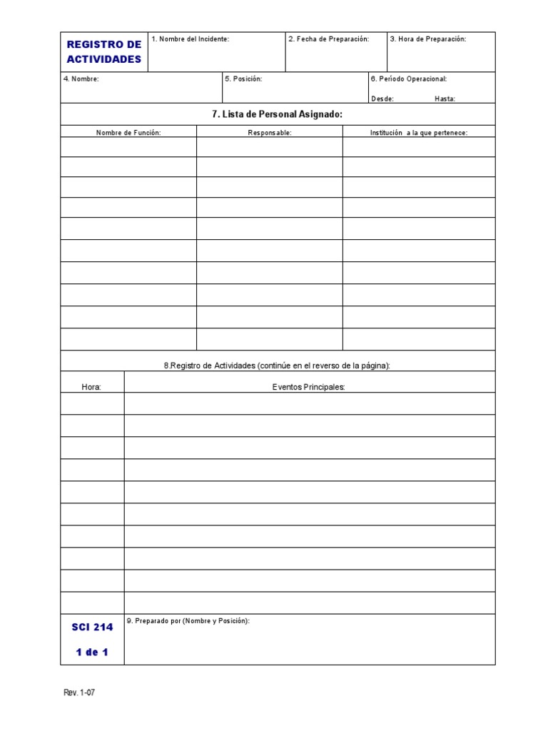 SCI 214 Registro de Actividades | PDF
