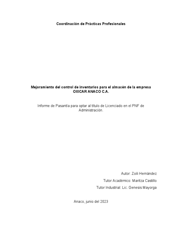 Informe Final Oxicar | PDF