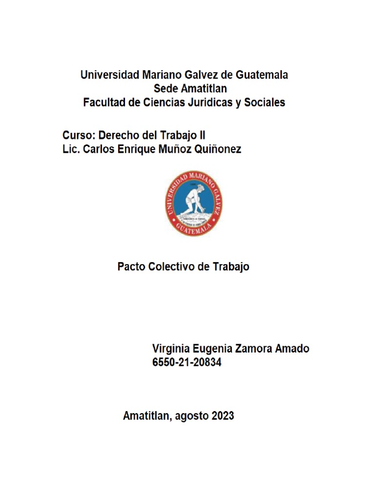 Pacto Colectivo de Condiciones de Trabajo | PDF | Acuerdo colectivo ...