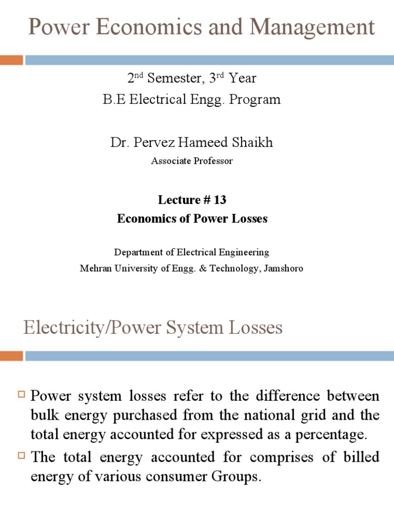 Lect-13 Economics of Power Losses | PDF | Transformer | Electric Power Transmission