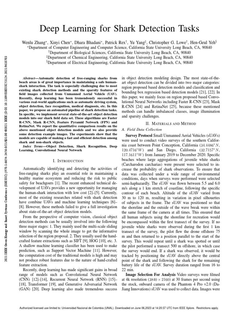 Deep Learning For Shark Detection Tasks Pdf Deep Learning Machine