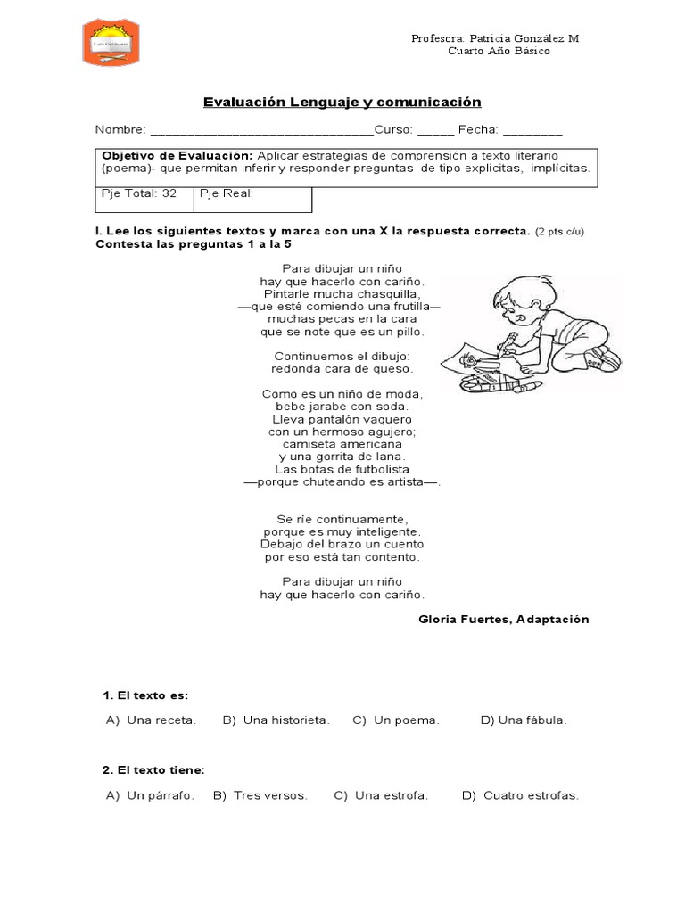 Evaluación de Comprensión de Poemas | PDF