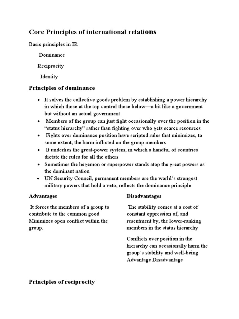 Core Principles of International Relations | PDF