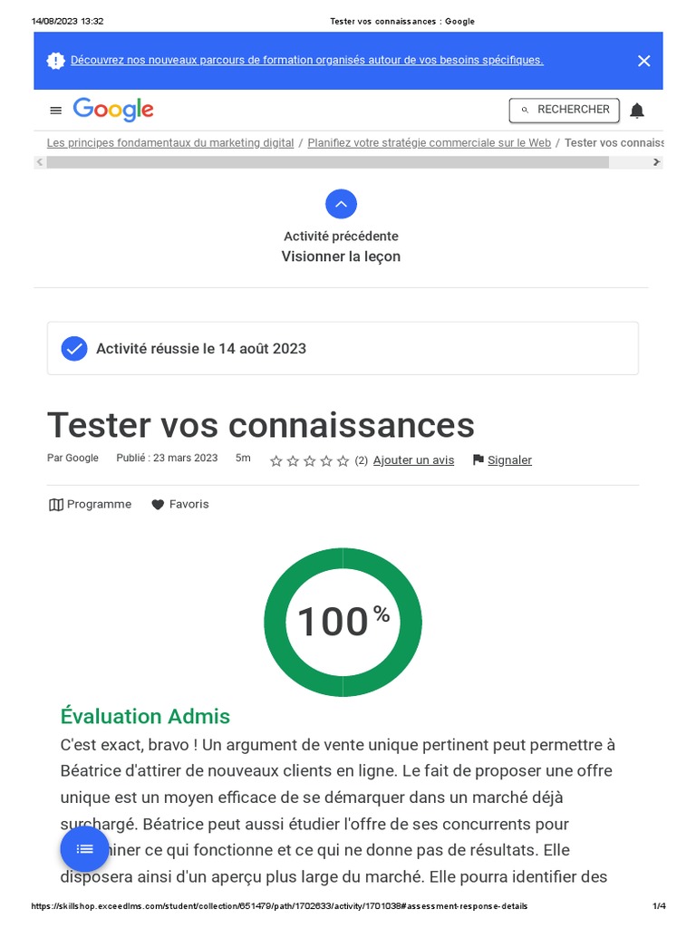 Tester Vos Connaissances - Google6 | PDF