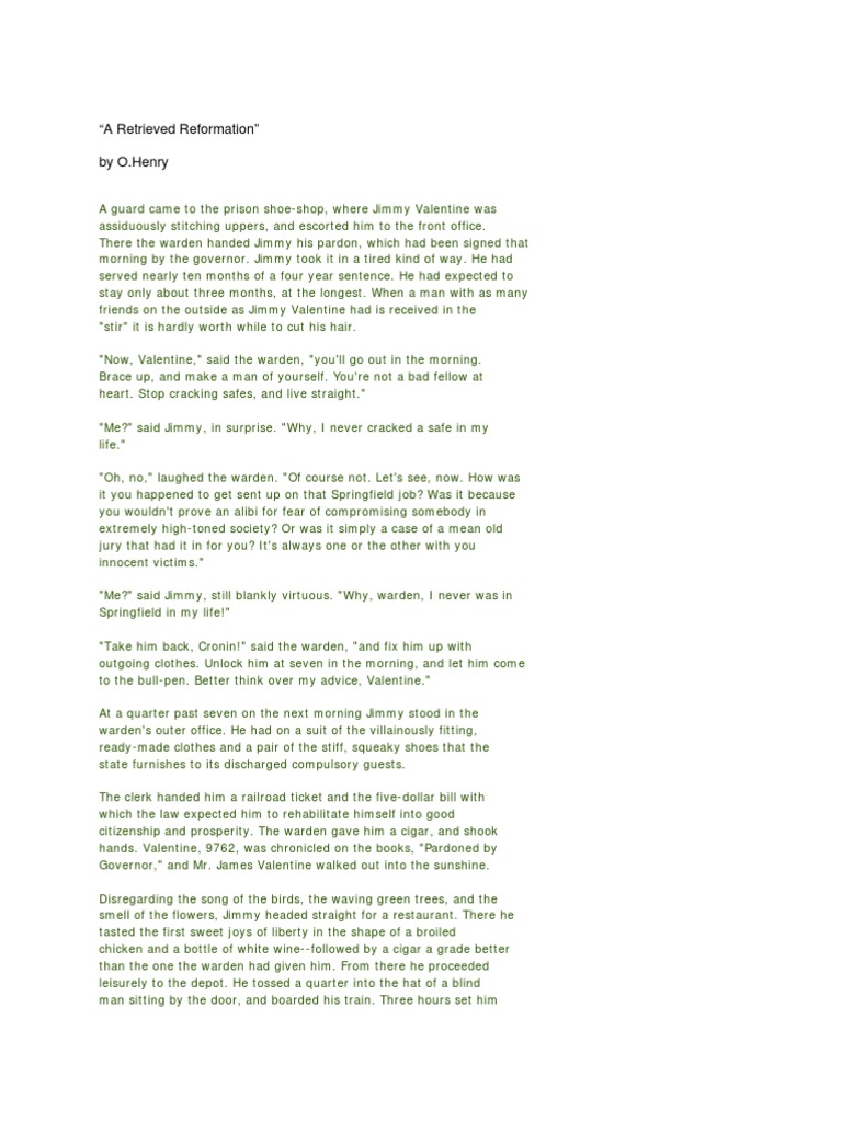 9 - A Retrieved Reformation by O Henry | PDF | Classics