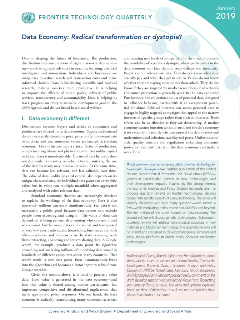 UN - Data Economy - Radical Transformation or Dystopia | PDF | Monopoly ...