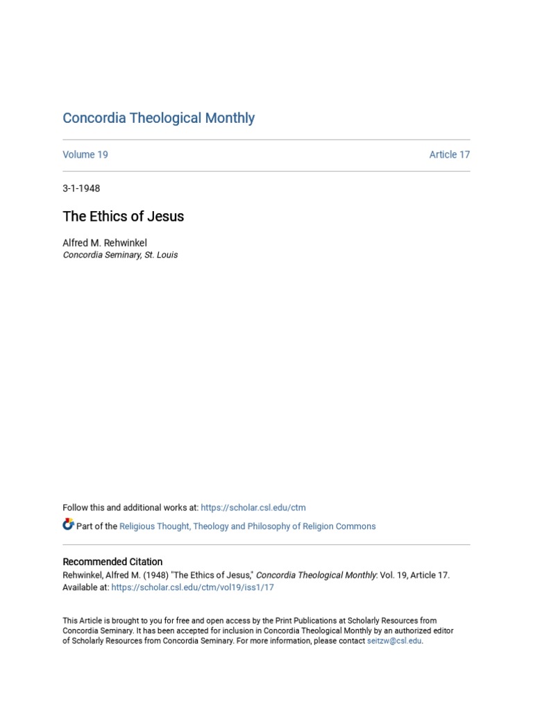 The Ethics of Jesus | PDF