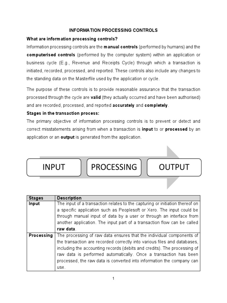 LU1 - Information Processing Controls | PDF | Business | Computers
