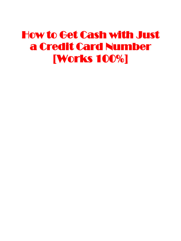 How To Get Cash With Just A Credit Card Number (Works 100%) | PDF ...