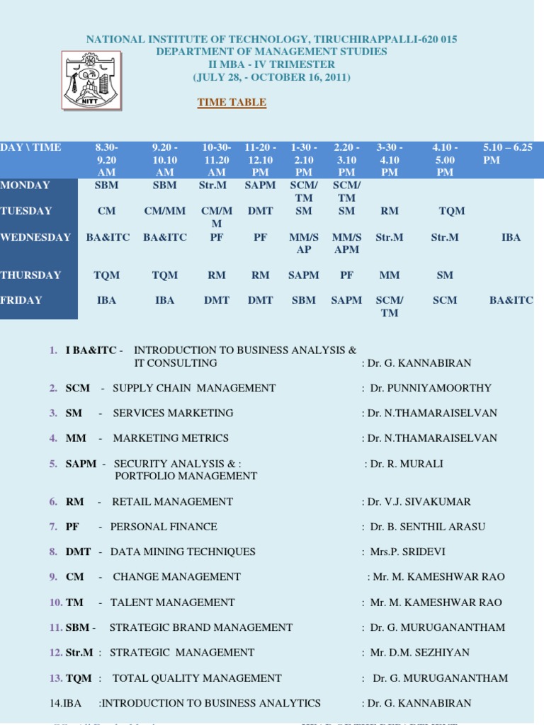 Trisem4 Timetable Final | PDF