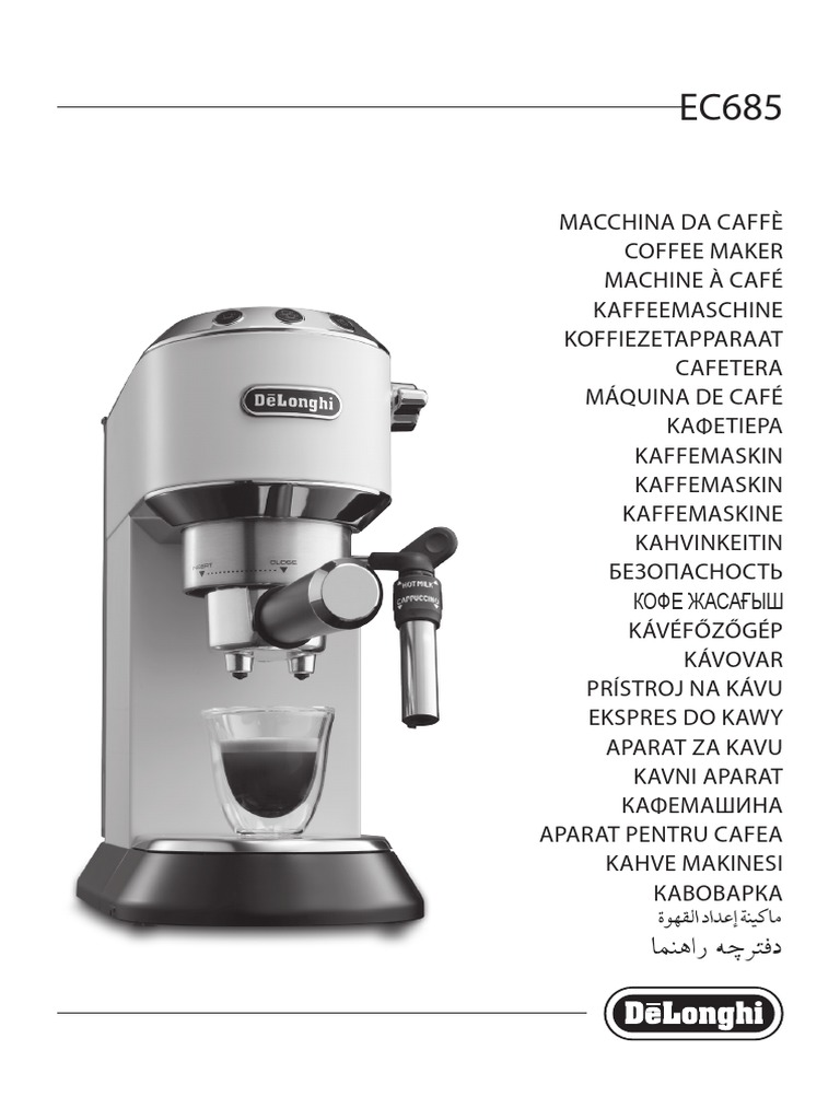 Manual Cafetera De'longhi Dedica EC685 | PDF | café | Agua