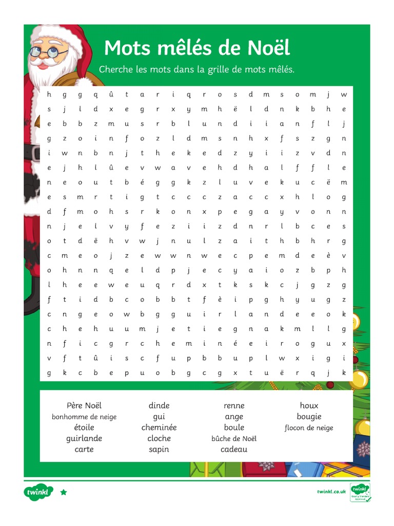 Mots Mêlés Noël Twinkl | PDF