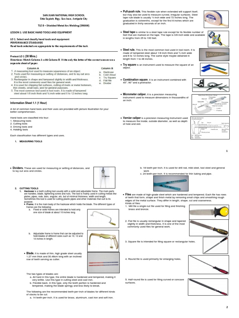 01 Week TLE 8 - SMAW Module | PDF | Home & Garden