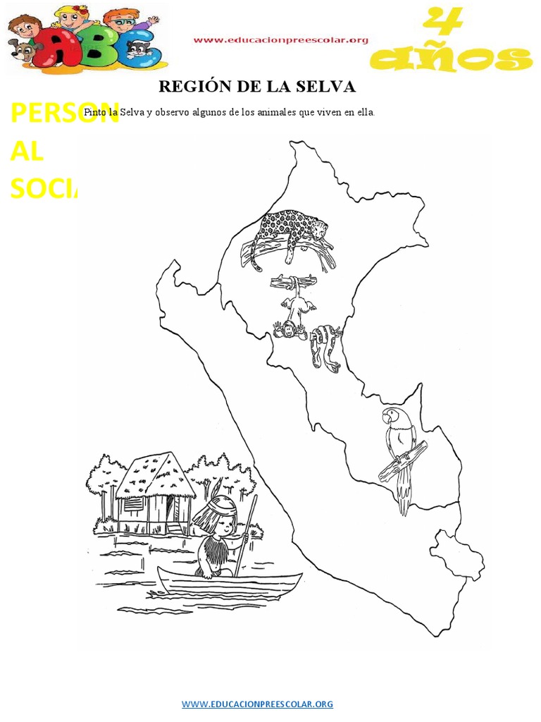 Fichas de La Region de La Selva para Niños de 4 Años | PDF