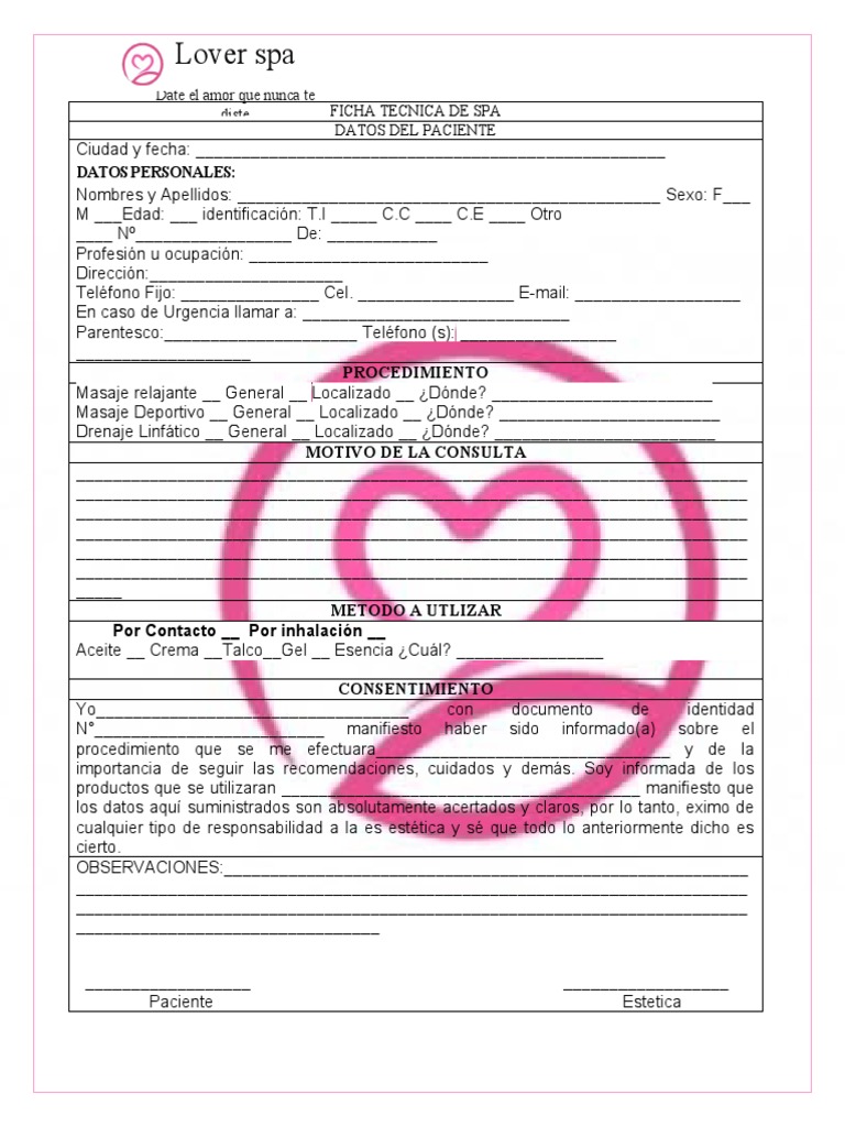 Ficha Spa | PDF | Masaje | Terapia manual