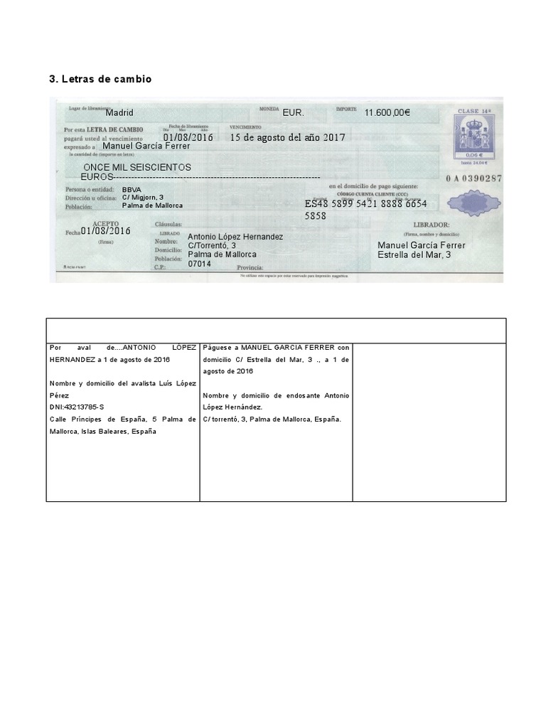 Plantilla Letra de Cambio | PDF
