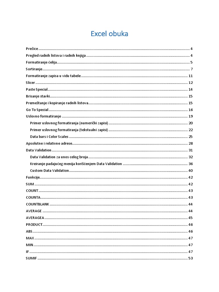Excel Obuka | PDF
