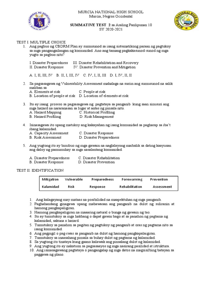 Summative Test and Performance Task Ap10 | PDF Summative Test and Performance Task Ap10 | PDF