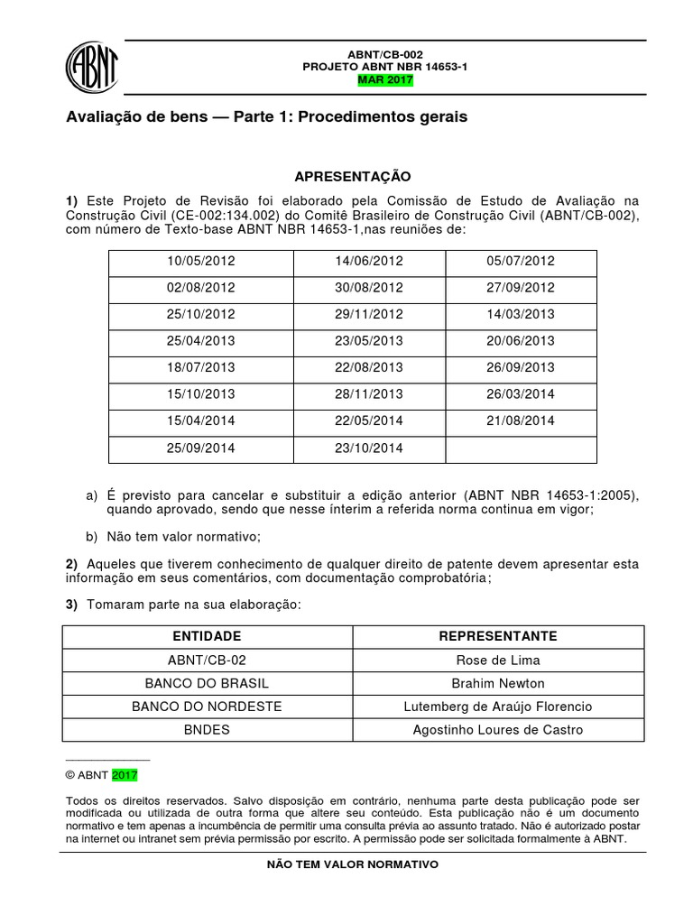 Abnt NBR 14653-1 | PDF | Mercado (economia) | Economia