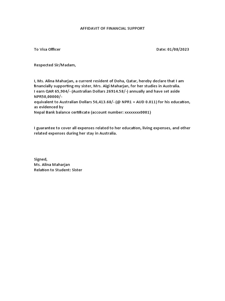 Affidavit of Financial Support | PDF