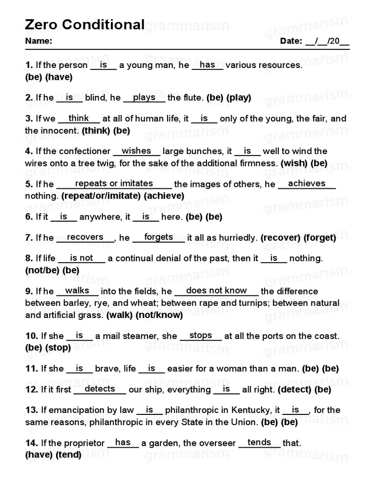 Grammarism Zero Conditional Test 1 Solved 14151650 | PDF