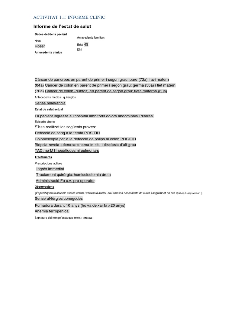 Cas Pràctic Càncer | PDF