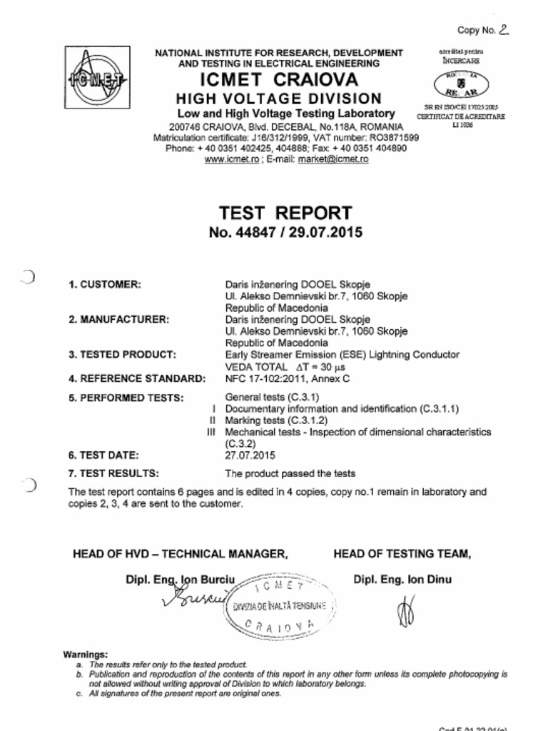 30us Test Report Veda Total | PDF