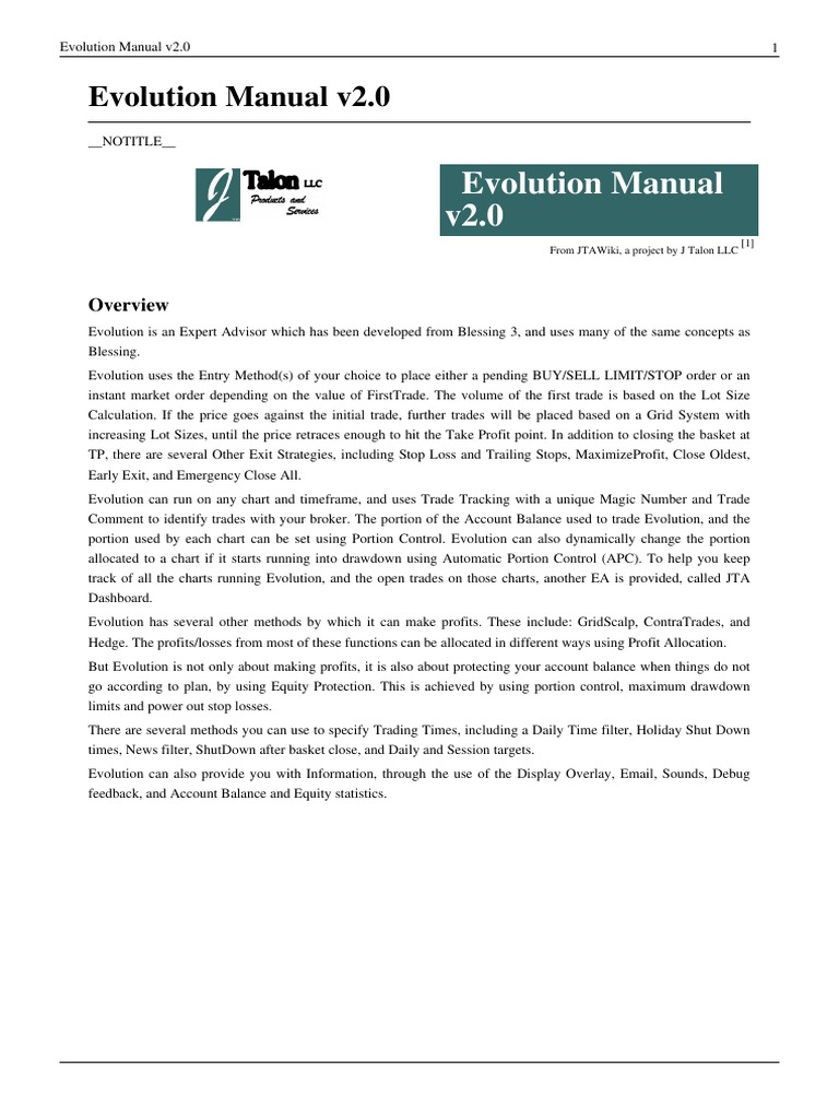 Evolution Manual v2.0 | PDF | Order (Exchange) | Profit (Economics)
