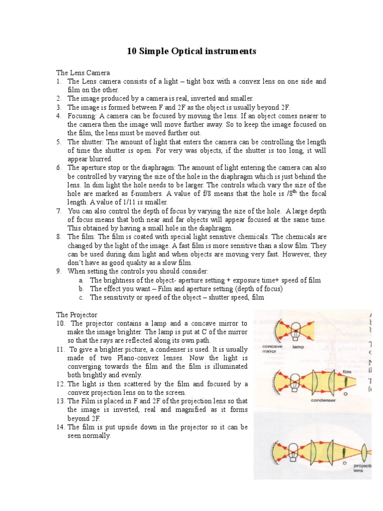 10 Simple Optical Instruments | PDF | Lens (Optics) | Camera