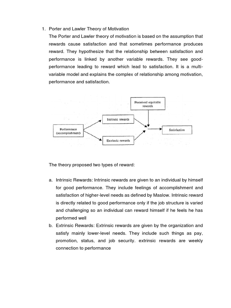 Porter and Lawler Theory of Motivation | PDF