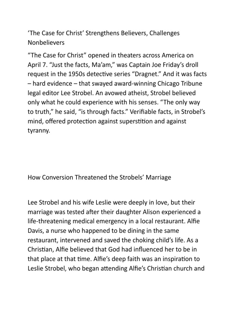 The Case for Christ: A Journalist's Journey | PDF | Jesus ...