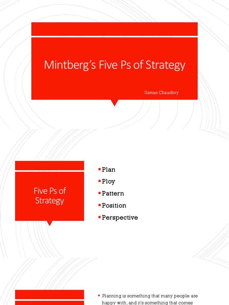 Mintzberg's 5 Ps of Strategy Guide | PDF | Competitive Advantage ...