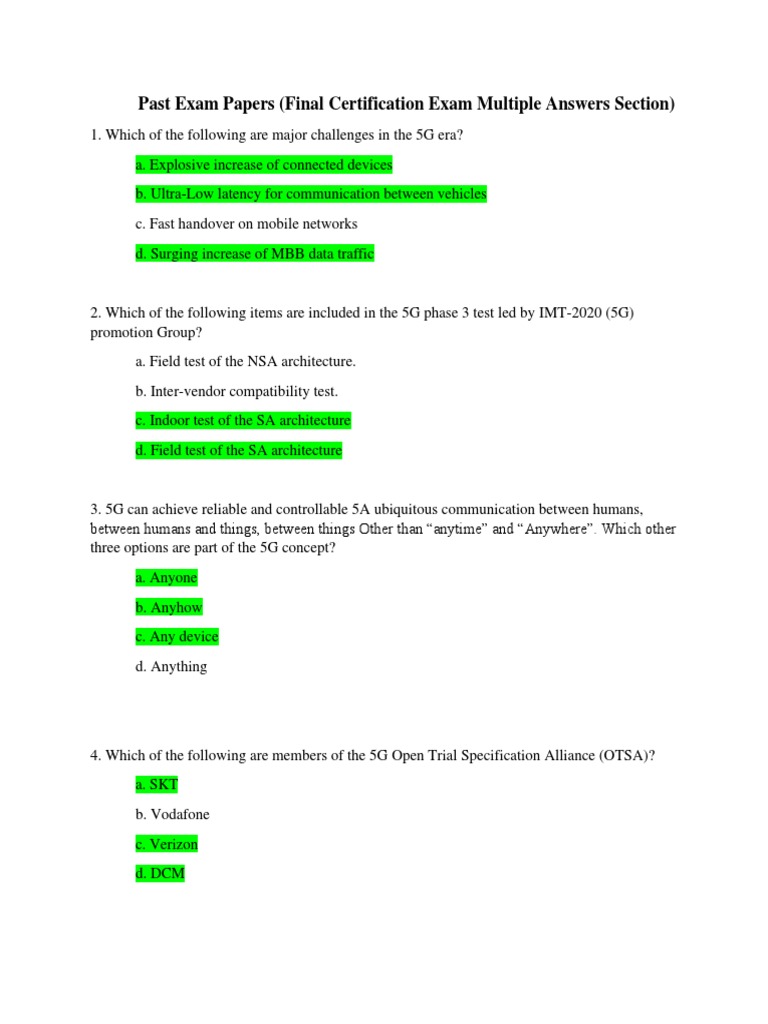Multiple Answer 2021 | PDF | Mimo | Computer Network