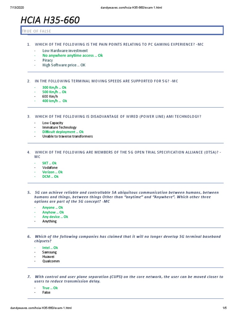 Hcia 5G H35-660-All | PDF | Mimo | Electrical Engineering