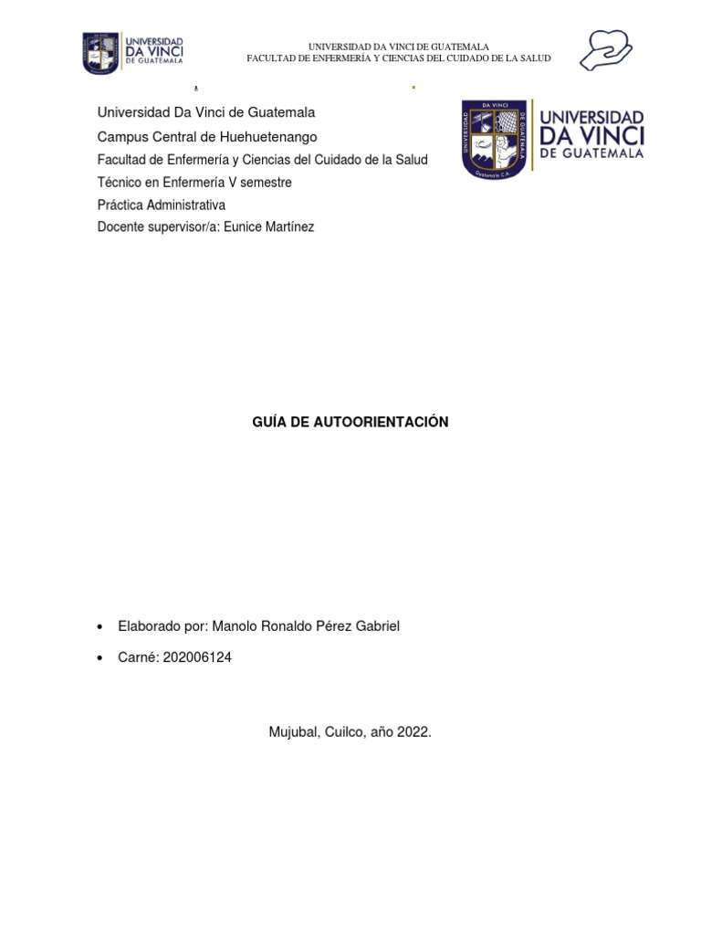 Guía de Autoorientación | PDF | Enfermería | Especialidades Medicas